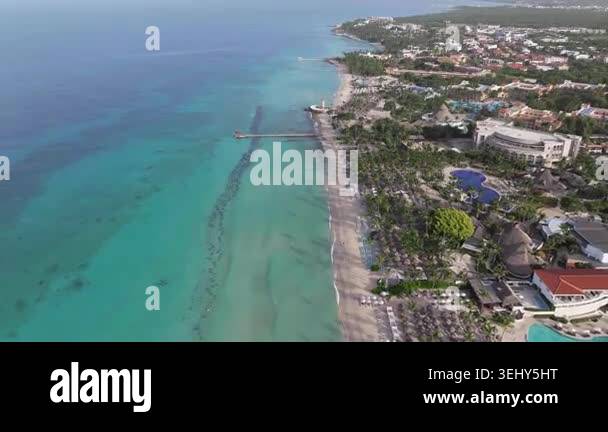 Aerial view of a tropical beach with turquoise water,white sand beach ...
