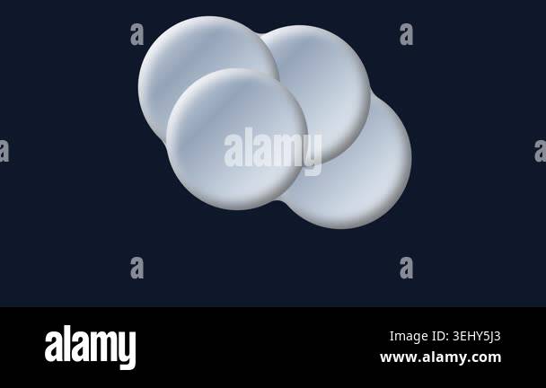 Abstract composition of overlapping white spheres against a dark ...