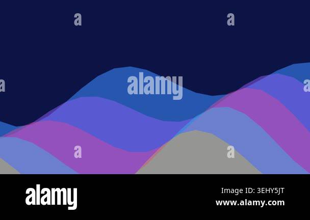 Abstract digital landscape with smooth flowing layered waves in vibrant ...