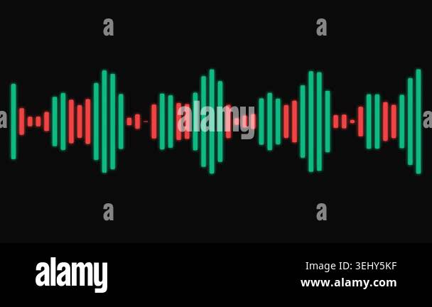 Dynamic digital audio waveform visualization in vibrant teal and red ...