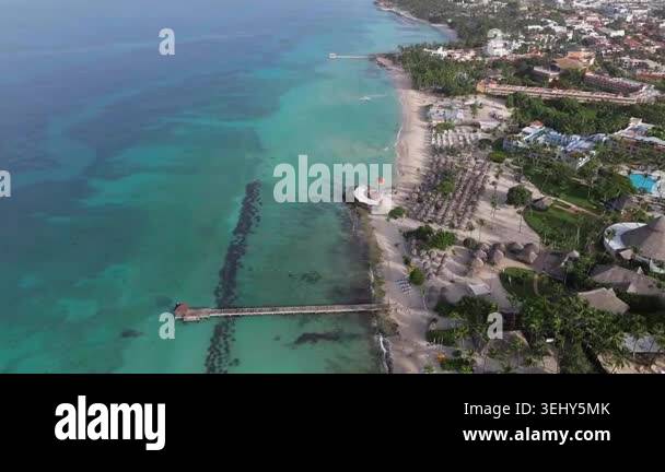 Aerial view of a tropical beach with turquoise water,white sand beach ...