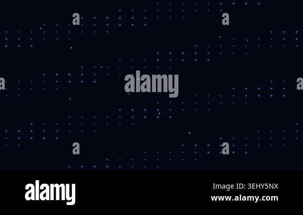 Abstract digital pattern with glowing blue dots on a dark black ...