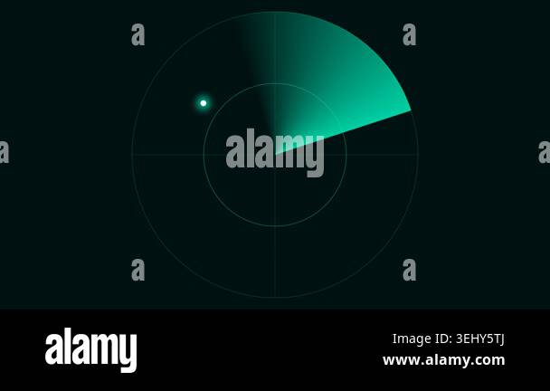 A minimalist digital radar interface featuring a circular sweep pattern ...
