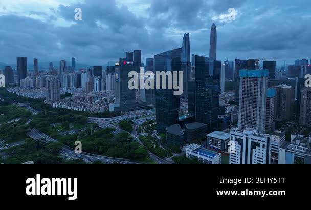 Aerial view of landscape in Shenzhen city, China Stock Video Footage ...