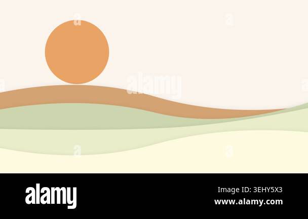 A minimalist digital illustration featuring a stylized orange sun ...