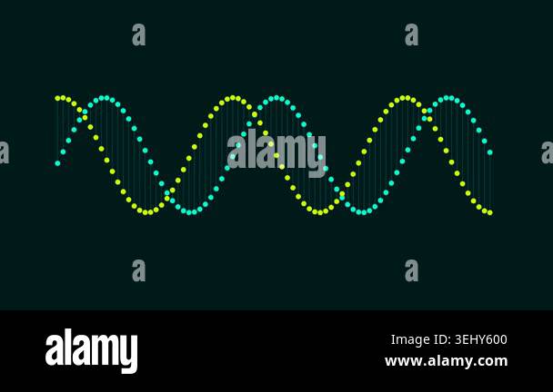 Abstract visualization of two oscillating sine waves in vibrant neon ...