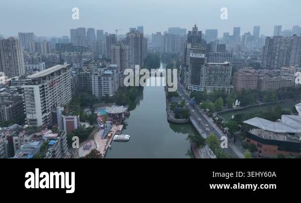 Aerial view of landscape in Shenzhen city, China Stock Video Footage ...
