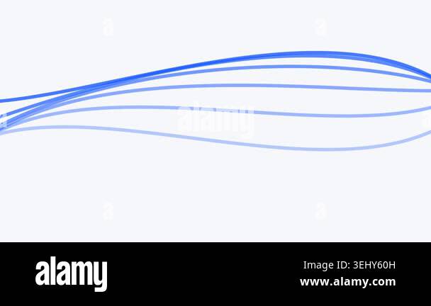 A minimalist graphic design featuring multiple smooth, flowing blue ...