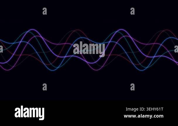 A digital graphic featuring multiple sine waves in shades of blue ...