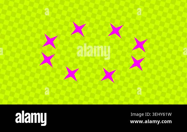 A vibrant graphic design featuring a series of magenta four-pointed ...