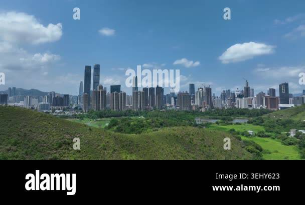 Aerial view of landscape in Shenzhen city, China Stock Video Footage ...