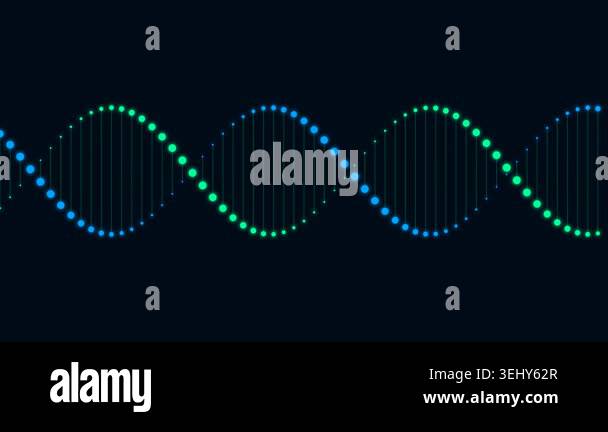 A high-contrast, minimalist visualization of a DNA double helix made of ...