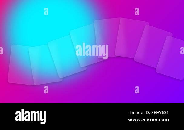 A series of blank frosted glass cards arranged in a soft wavy arc ...