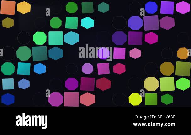This abstract features a collection of various geometric shapes ...