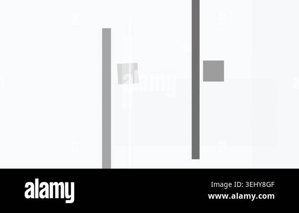 Abstract composition with gray squares and vertical lines on a white ...