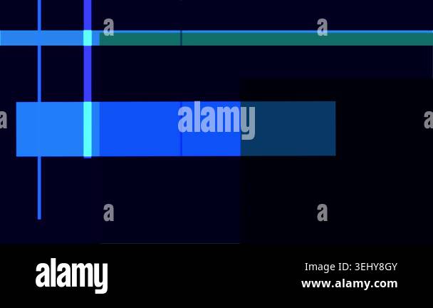 Abstract composition of overlapping blue rectangles and lines on a dark ...