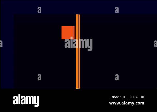 Abstract geometric composition with intersecting orange and yellow bars ...