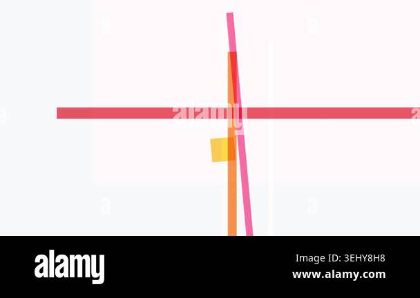 Abstract geometric composition with intersecting lines and a yellow ...