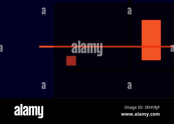 Abstract digital art with orange geometric shapes and a horizontal red ...
