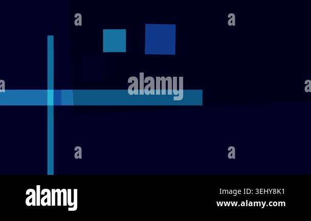 Abstract geometric composition with intersecting blue rectangles and ...