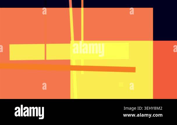Abstract geometric composition with yellow and orange shapes against a ...