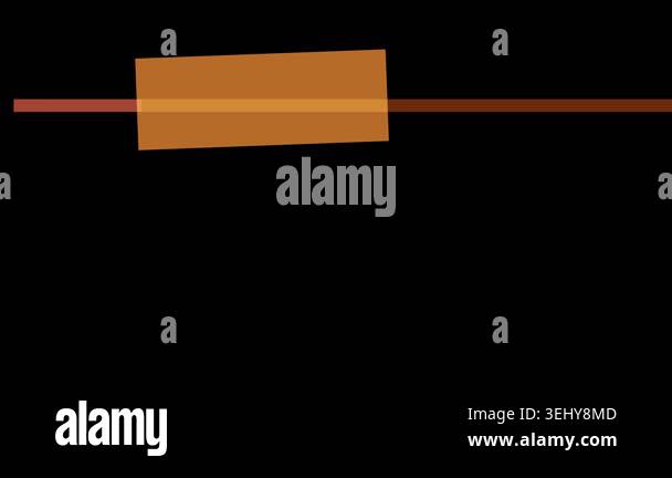 Abstract orange rectangle and line on black background, minimalist ...