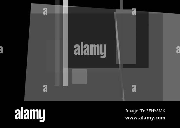 Abstract composition of overlapping geometric shapes in grayscale tones ...