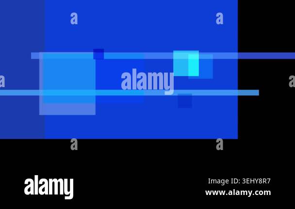 Abstract composition of overlapping blue rectangles and lines on a ...