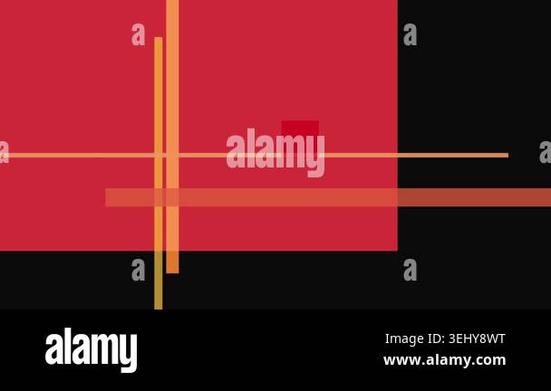 Abstract composition with red and orange geometric shapes on a black ...
