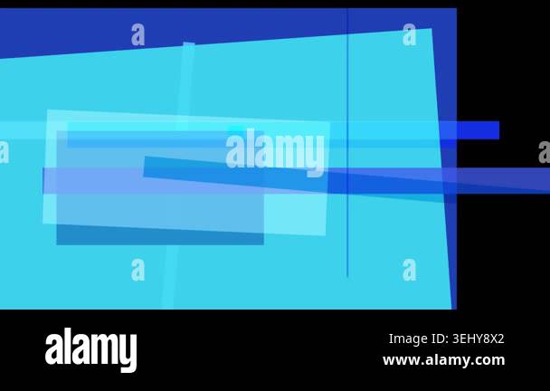 Abstract composition of overlapping translucent blue rectangles and ...