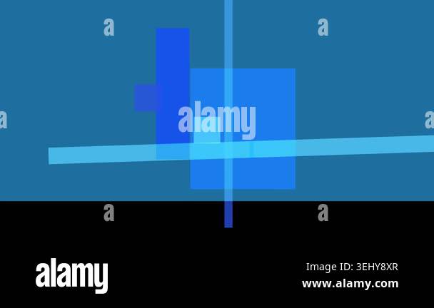 Abstract composition of overlapping blue rectangles and lines on a dark ...