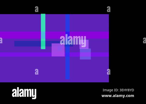 Abstract geometric composition with overlapping purple, blue, and teal ...