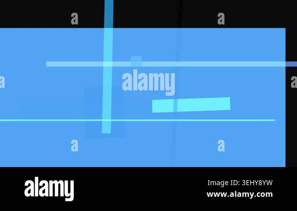 Abstract composition with overlapping blue rectangles and lines on a ...