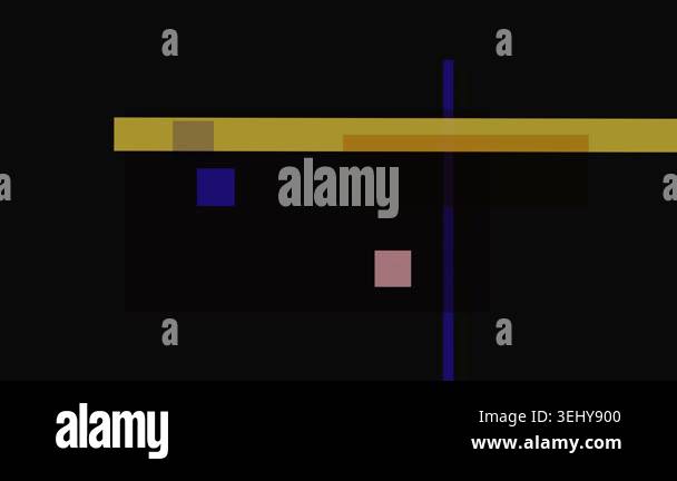 Abstract composition with horizontal golden bar and vertical blue line ...
