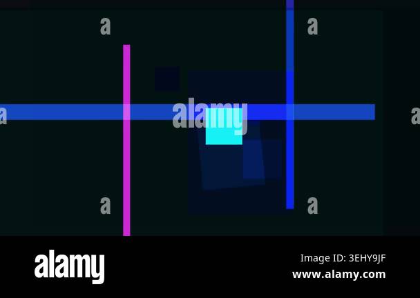 Abstract geometric composition with intersecting blue and pink lines on ...
