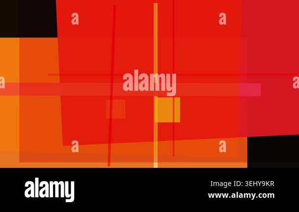 Abstract composition with overlapping geometric shapes in shades of red ...