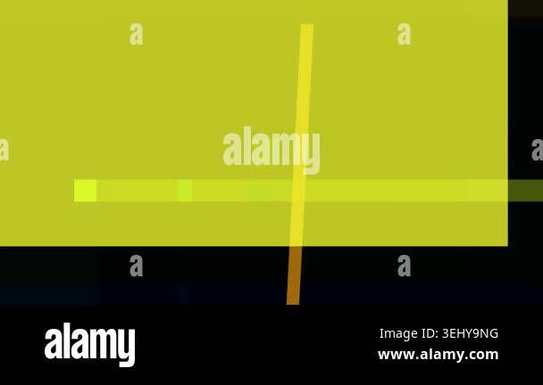 Abstract composition featuring a dominant yellow rectangle, a thin ...