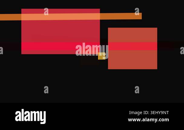 Abstract composition of overlapping red and orange squares and ...