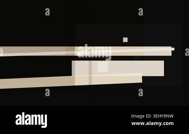 Abstract geometric composition with beige and white shapes on a black ...