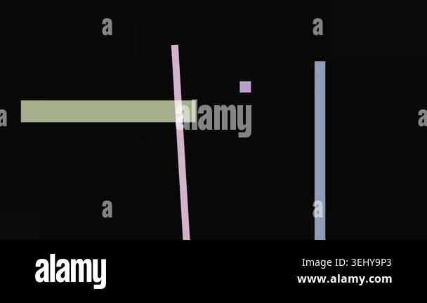 Abstract composition with geometric shapes in pastel colors on a black ...