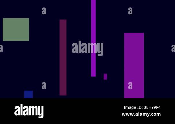 Abstract composition of geometric shapes in various colors on a dark ...