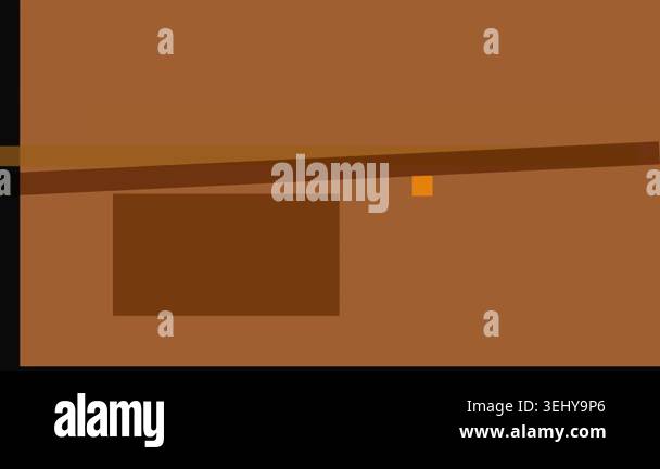Abstract geometric composition with shades of brown and a small orange ...