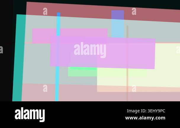 Abstract composition of overlapping translucent rectangles and lines in ...
