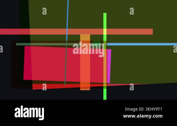 Abstract composition featuring intersecting rectangles and lines in a ...