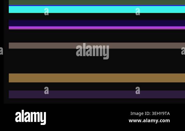 Abstract horizontal stripes of various colors on a black background ...