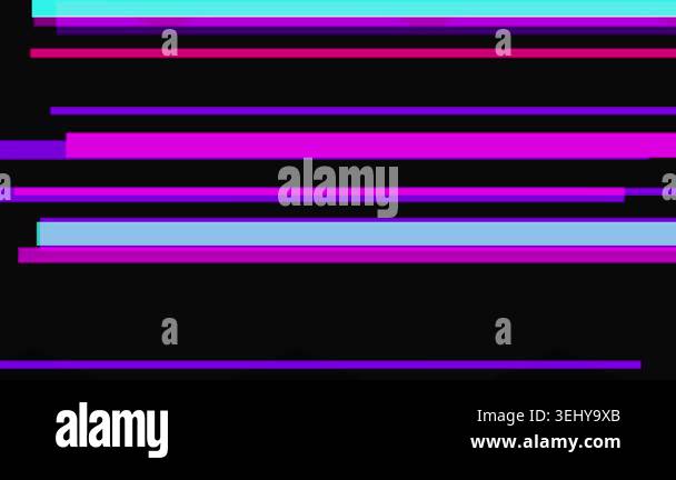Abstract glitch art with horizontal lines in vibrant neon pink, purple ...
