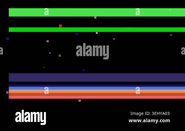 Abstract digital art with horizontal bands of color and scattered pixel ...
