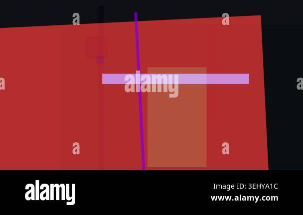 Abstract geometric composition featuring a red rectangle intersected by ...