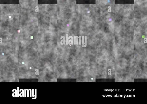 Abstract background with scattered colorful squares and dark ...