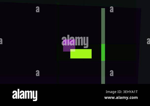 Abstract composition featuring a purple square, a green rectangle, and ...